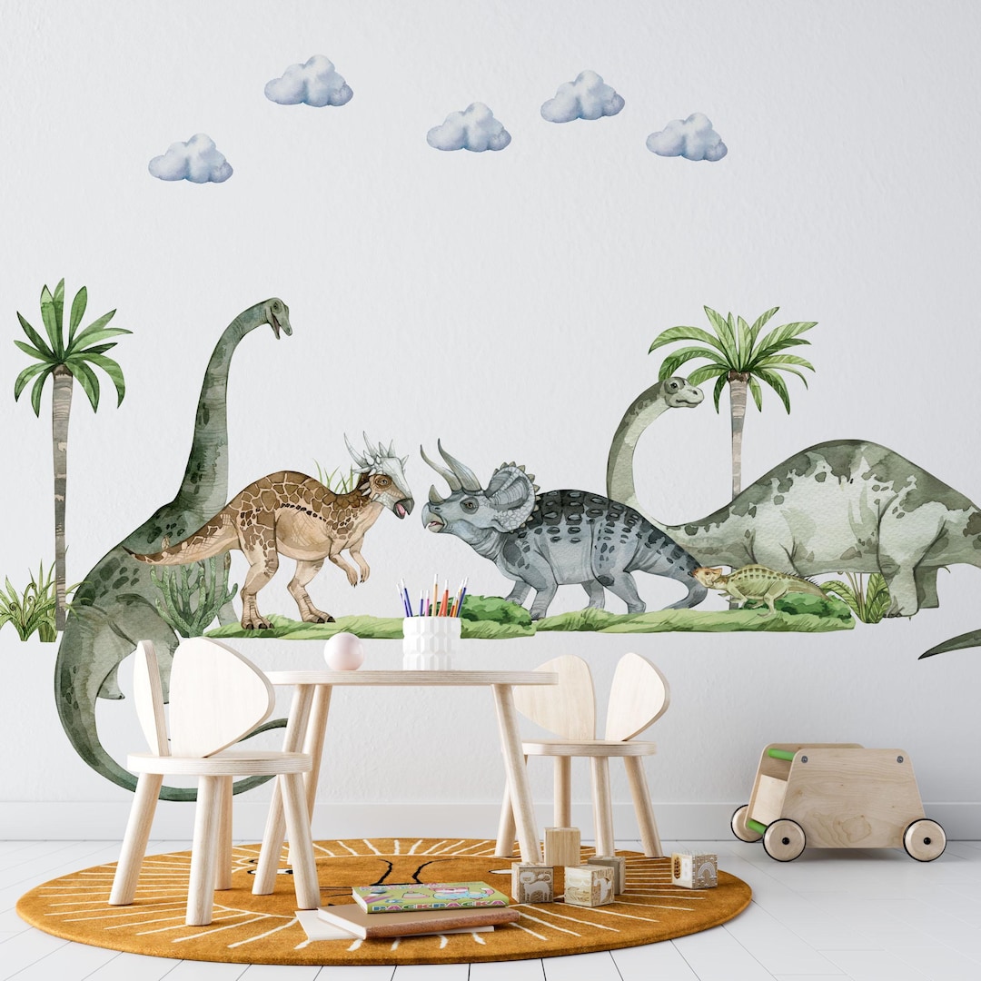 Dinosaur Wall Decals for Kids Room, Dino Boys Room Stickers, Dino Wall ...