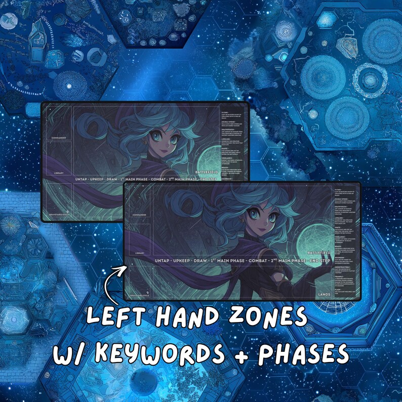 Cosmic Anime Girl MTG Playmat, Zones & Keyword Guide - Etsy
