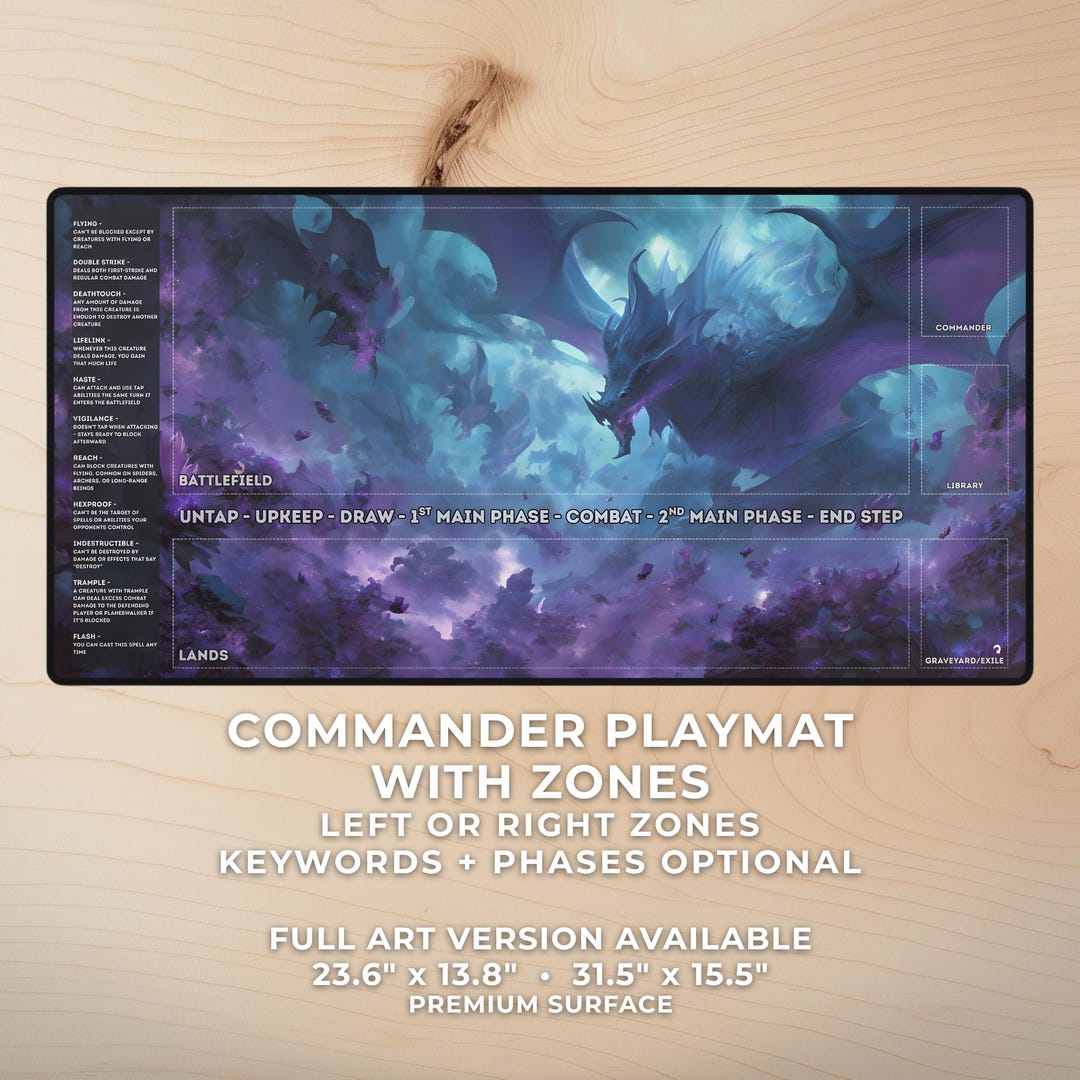 MTG Playmat With Zones – Celestial Dragon Commander Playmat – Fantasy ...
