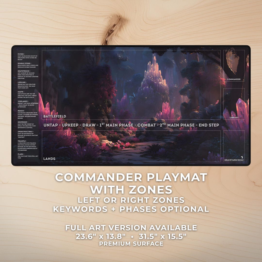 MTG Commander Playmat With Zones – Crystal Fantasy Temple Playmat ...