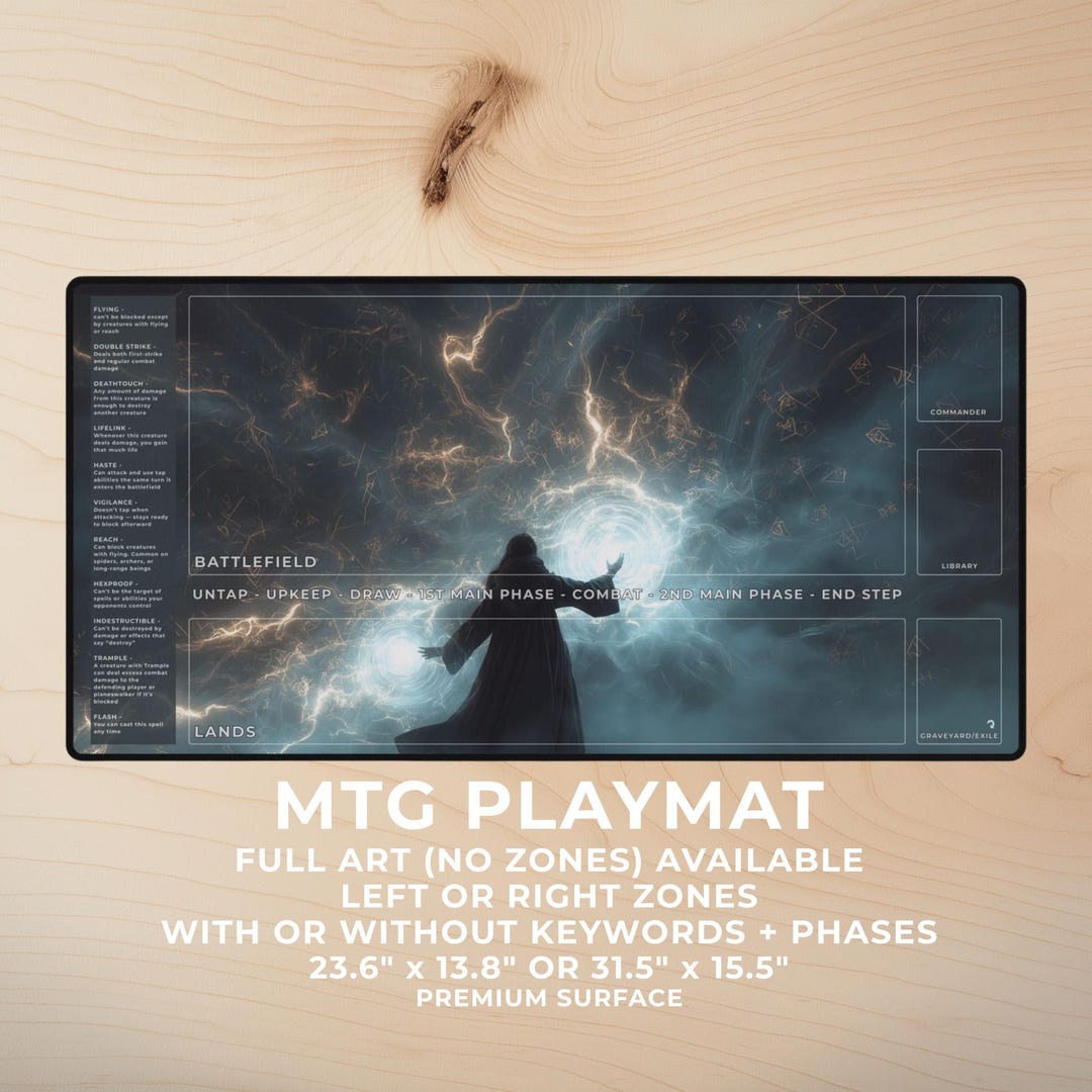 MTG Playmat – Arcane Storm Spellcaster | Commander Playmat With Zones ...