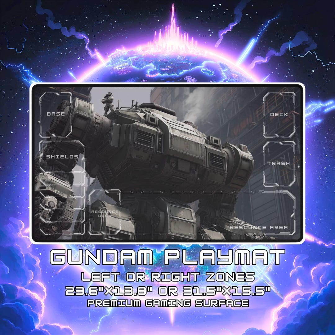 Gundam Playmat With Left or Right Zones, Blank Layout, Non-slip Rubber ...