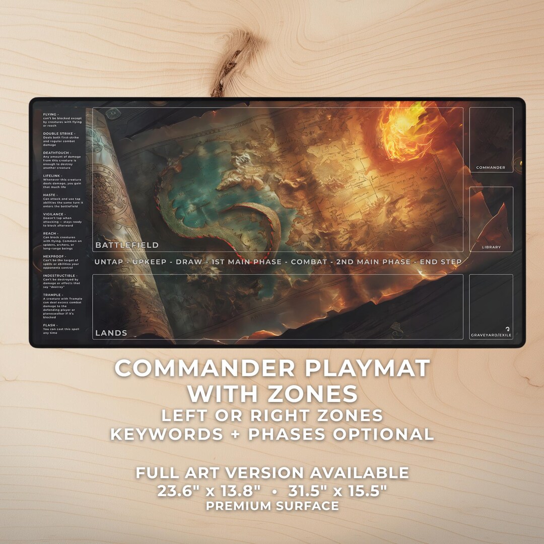 MTG Playmat – 24×14 / 32×16 | Treasure Map Serpent | Commander Zones ...