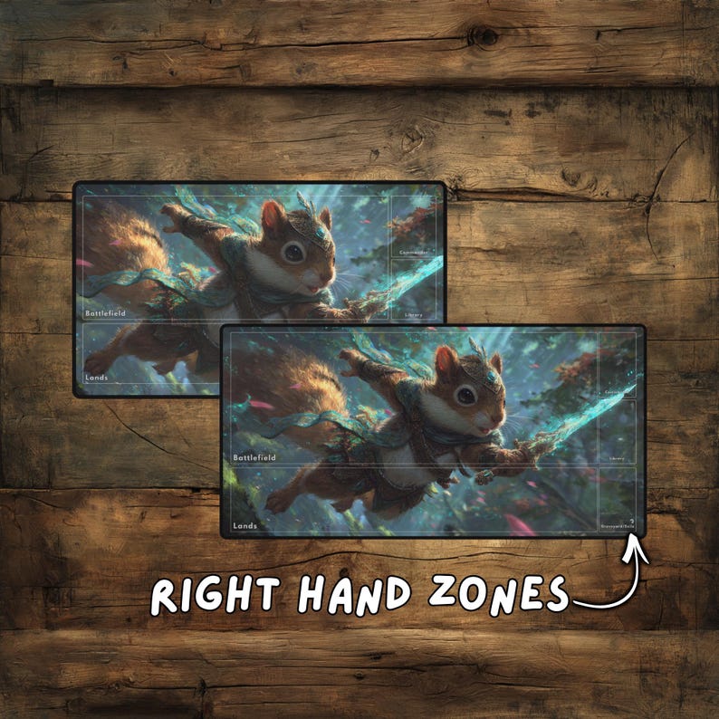 MTG Commander Playmat With Zones – Fantasy Squirrel Playmat – Magic the ...