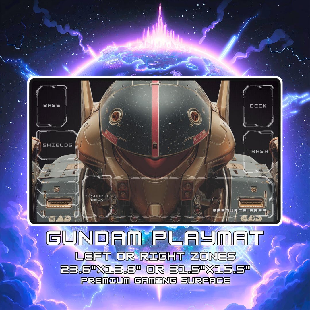 Gundam Playmat Steampunk Mecha Anime TCG Gaming Mat 23.6×13.8 31.5×15.5 ...