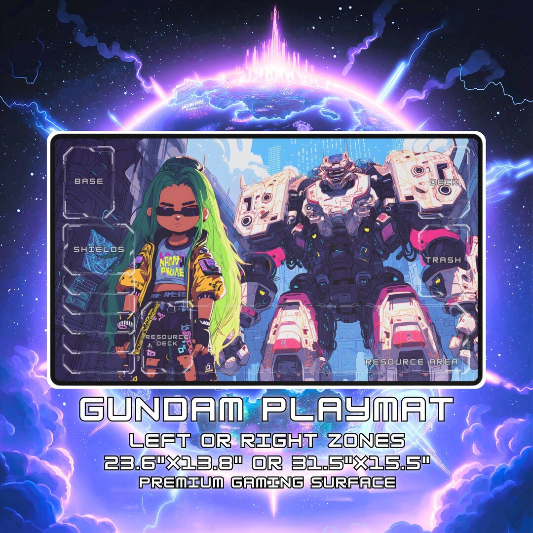 Cyberpunk Gundam Playmat, Anime Mech Desk Mat, TCG Rubber Base - Etsy