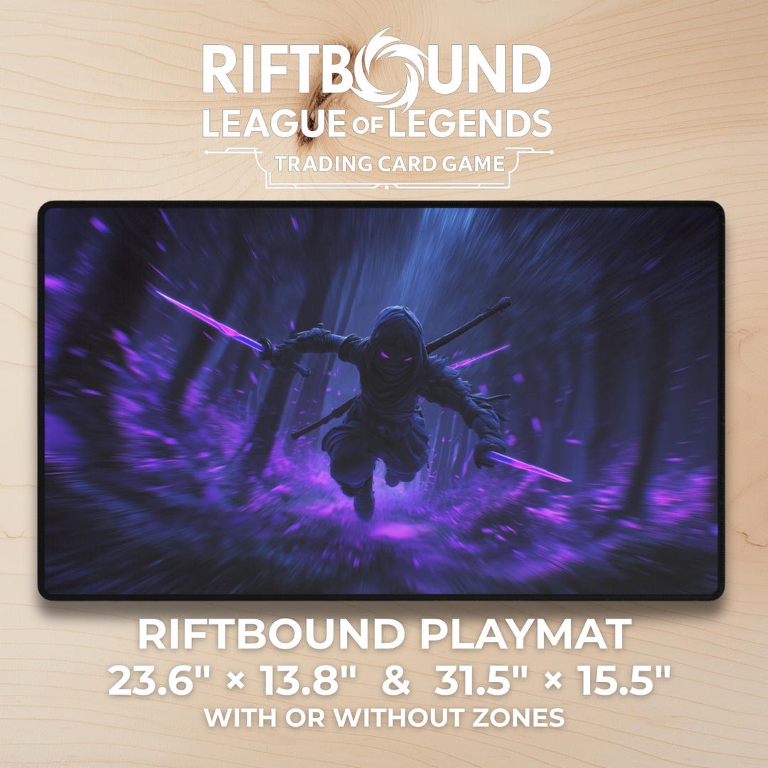 Riftbound Playmat – Shadowblade Assassin | Neon Purple Ninja Fantasy ...