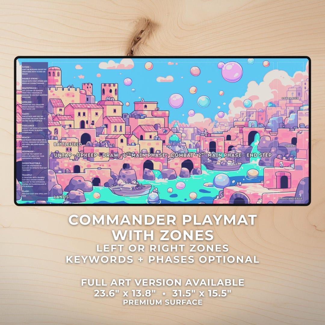 MTG Commander Playmat With Zones – Fantasy Bubble City Playmat – Magic ...