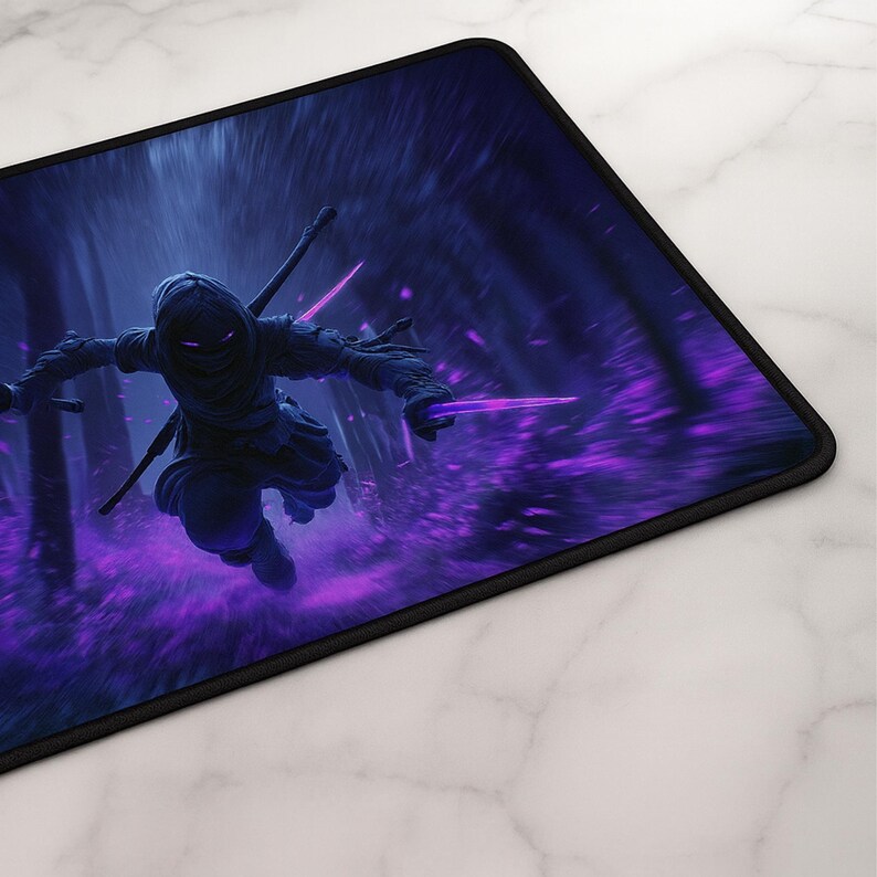 Riftbound Playmat – Shadowblade Assassin | Neon Purple Ninja Fantasy ...