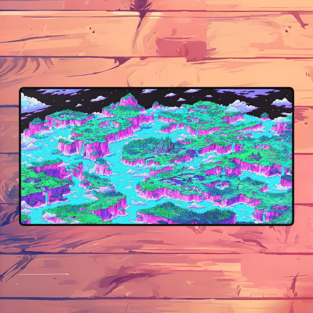 Fantasy World Map Desk Mat and Playmat | Vibrant Floating Islands Art ...