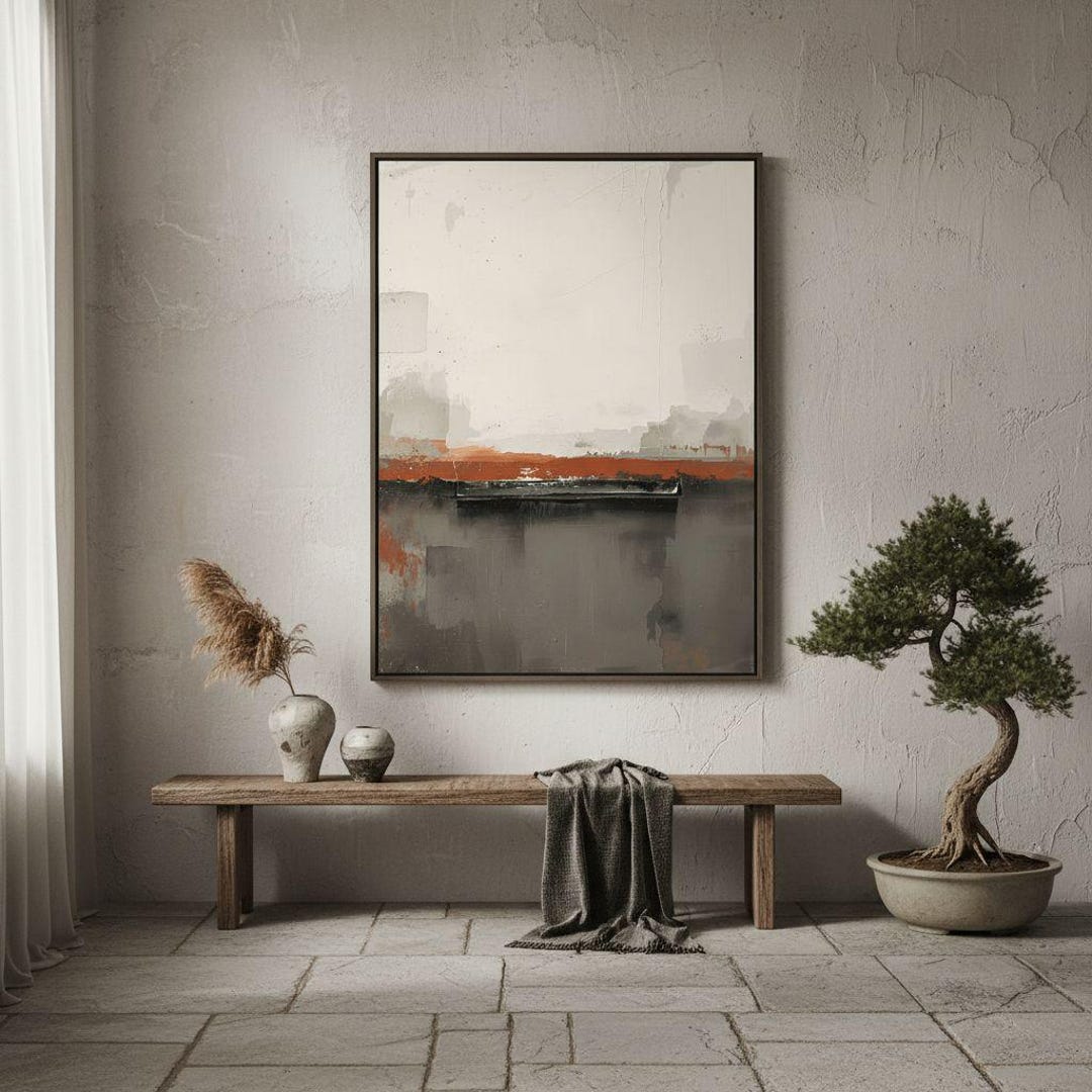 Wabi-sabi Landscape Art Print: Japandi Rust Texture (digital Download ...
