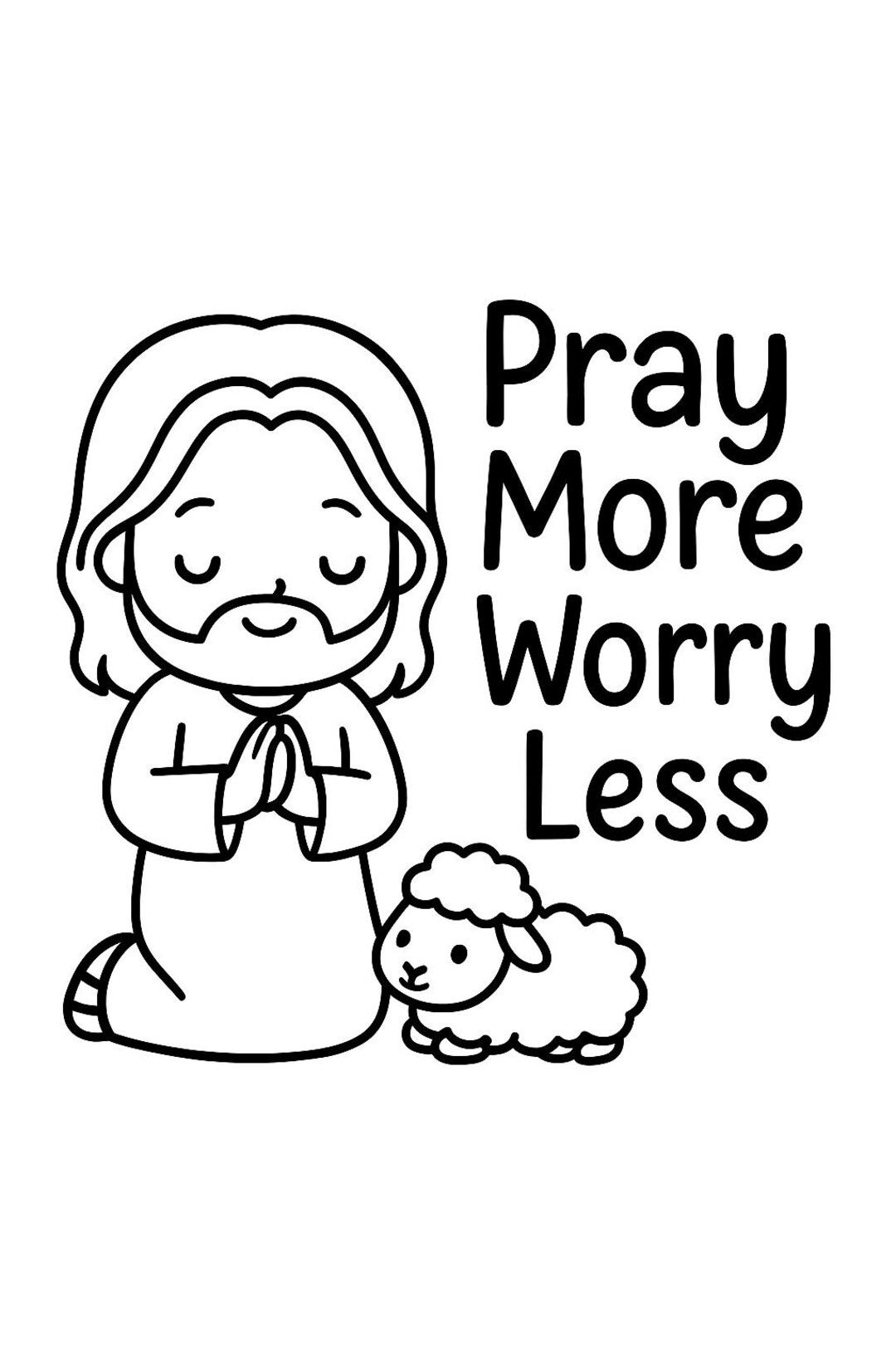 Pray More Worry Less Cute Chibi Jesus SVG File - Etsy