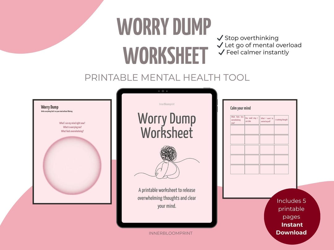 Worry Dump Worksheet Printable PDF | Brain Dump Worksheet ...