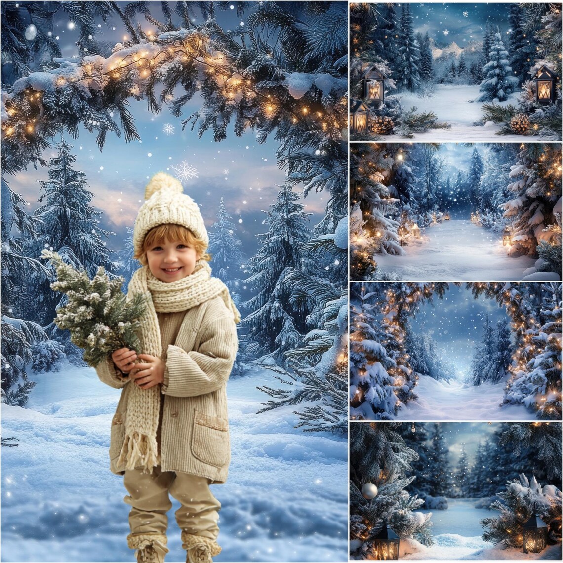 Christmas Tree Digital Backdrop Studio Photography Portrait Background ...