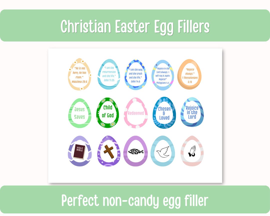 Printable Christian Easter Egg Fillers, Bible Verse Easter Egg Tokens ...