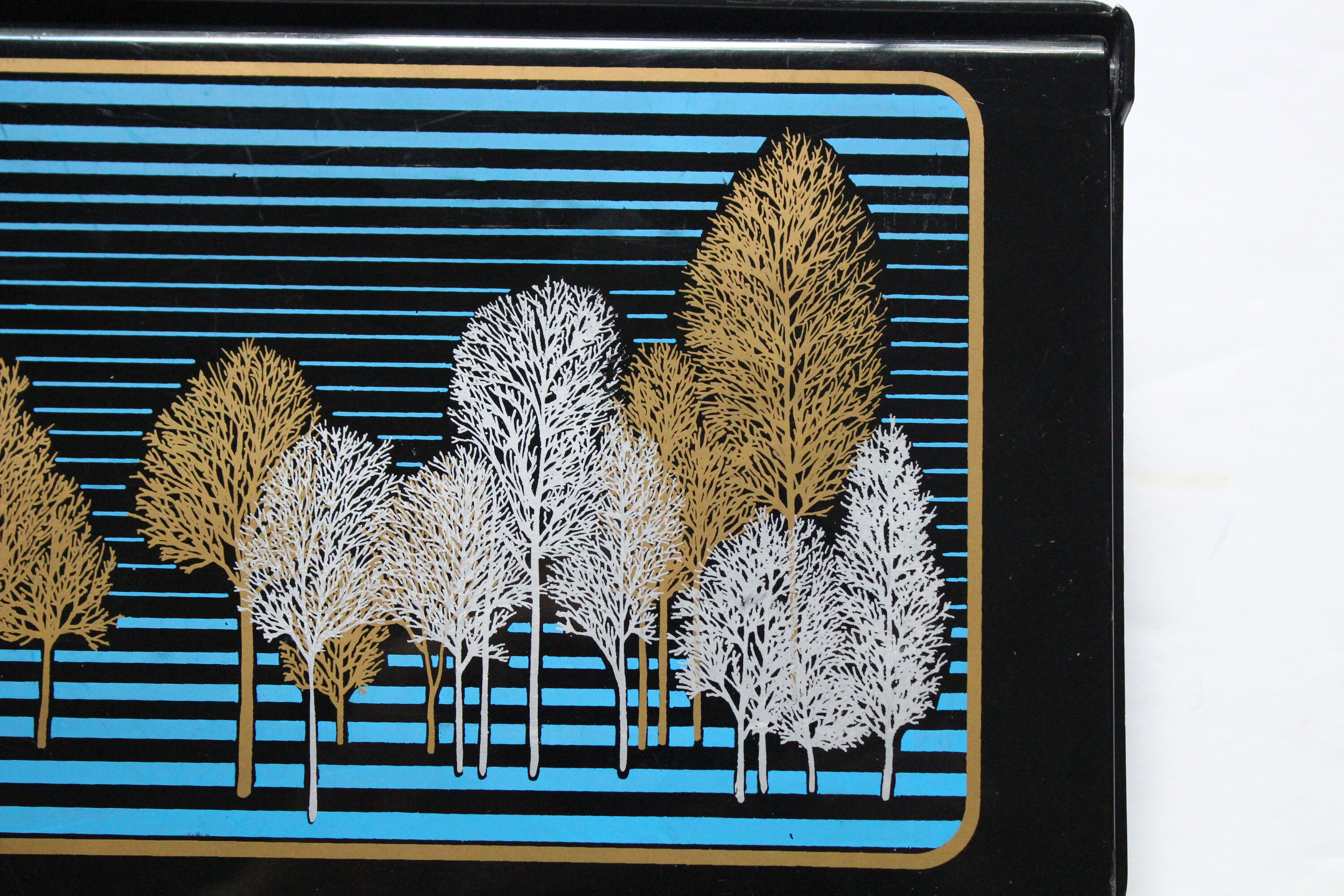 Vintage Japanese Lacquerware Gold and Silver Treescape Pattern | Etsy