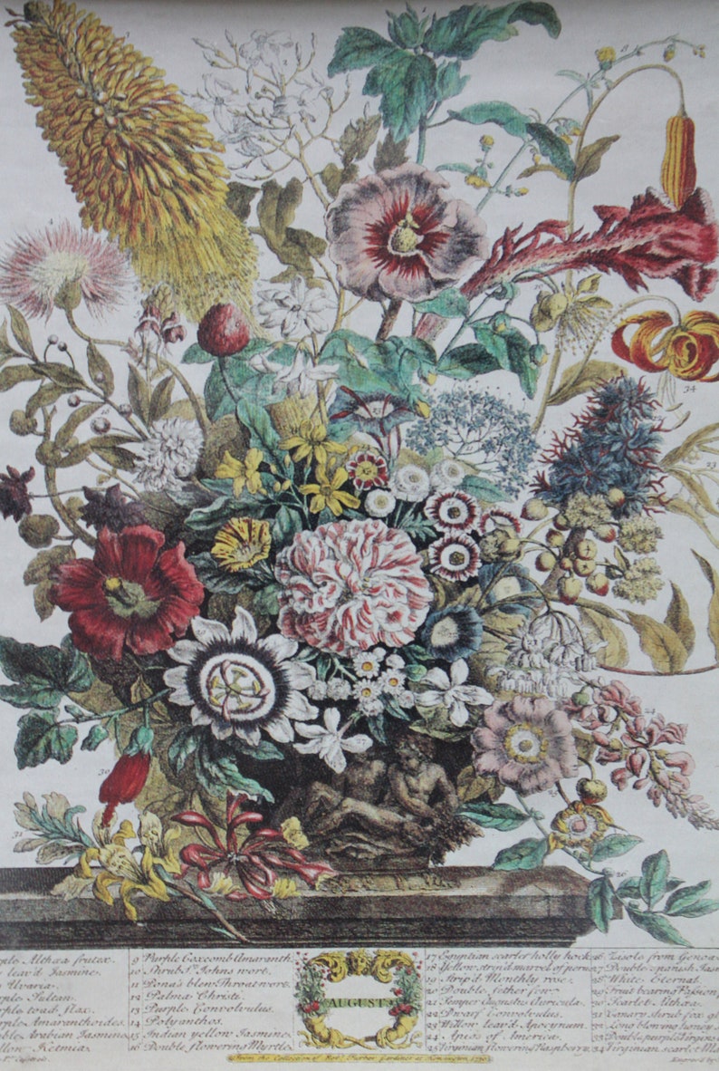 Vintage Pair of Robert Furber Floral Print Of The Month Wooden | Etsy