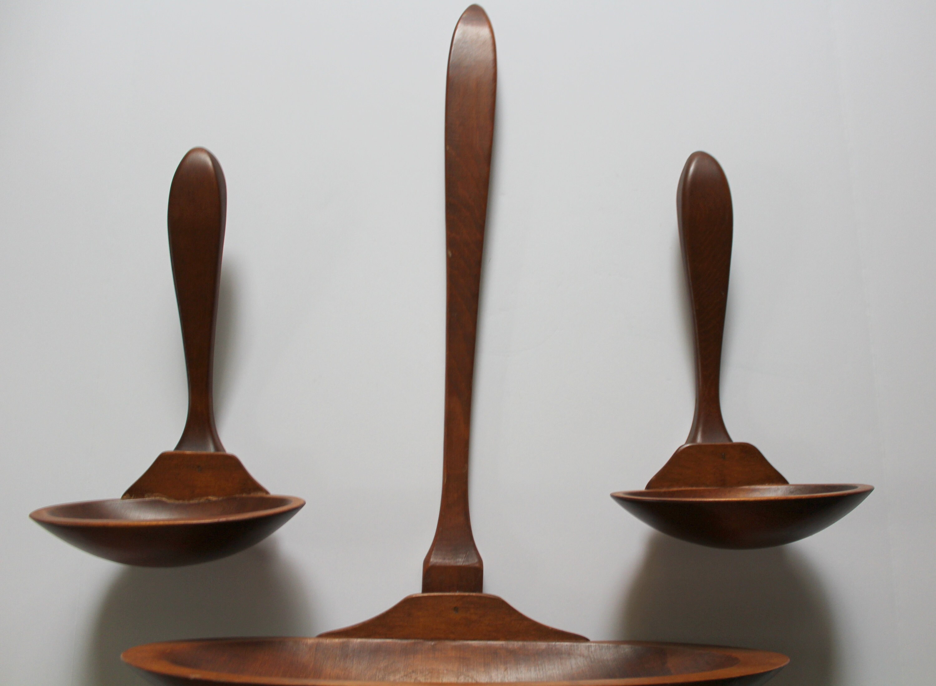 Vintage Set of 3 Wooden Ladle Plant Holder Hanging Wall Baskets 1970s ...