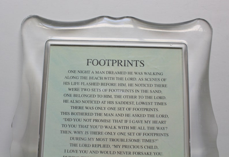 Vintage Acrylic Framed Footprints Poem Print With Music Box - Etsy