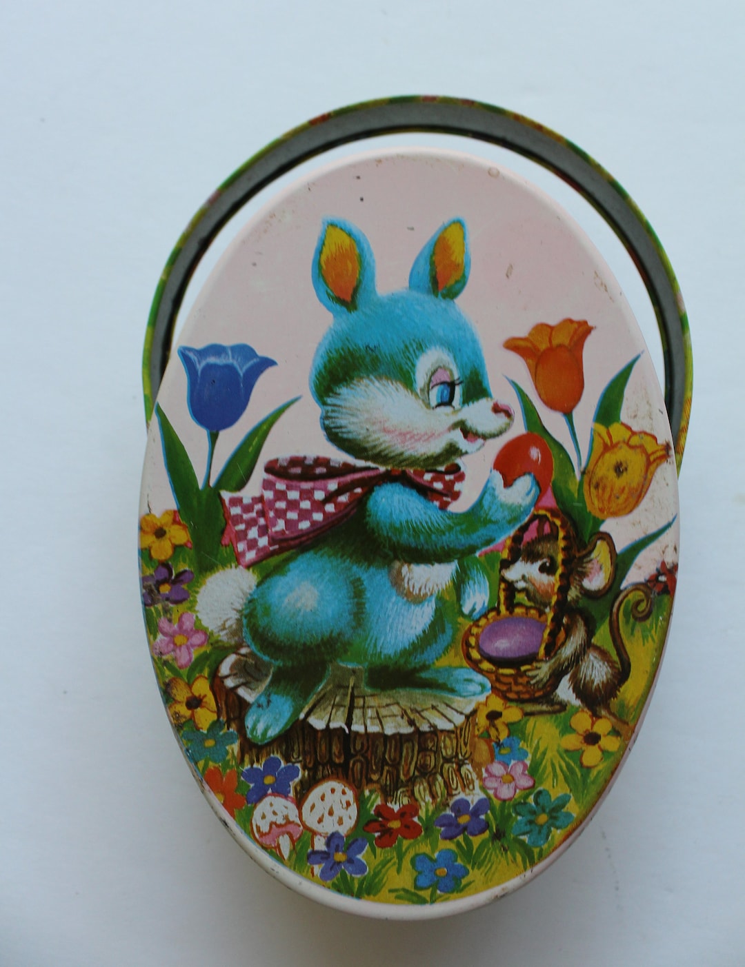 Vintage Adorable Bunny Oval Metal Tin With Handle 1987 - Etsy