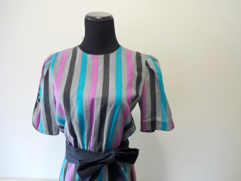 Vintage Periwinkle Brand Striped Belted Dress 1980s - Etsy