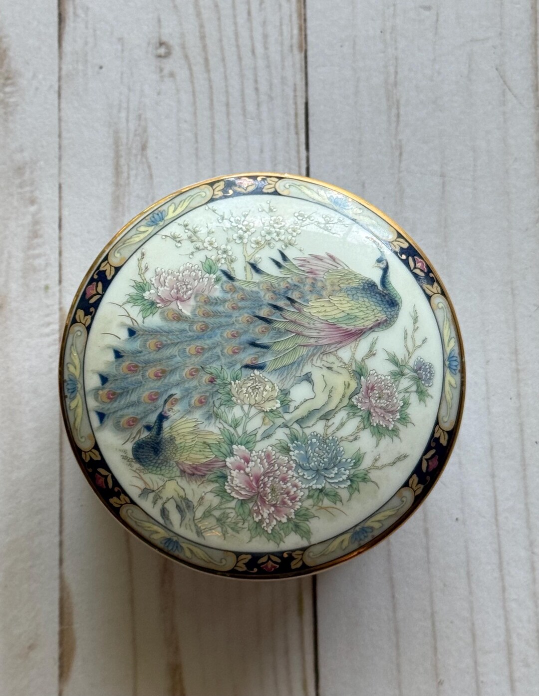 Vintage Asahi Japanese Peacock Pattern Ceramic Trinket Box 1980s - Etsy