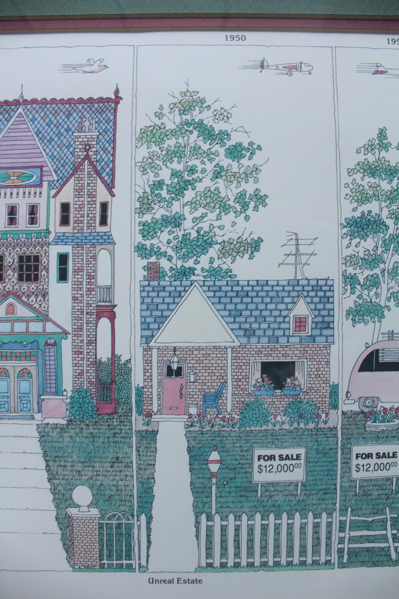 Vintage Bruce B Johnson Signed Print Unreal Estate Framed Wall - Etsy