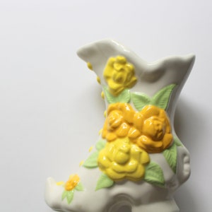 Vintage Handmade Ceramic White With Yellow Flowers Victorian Boot Vase ...
