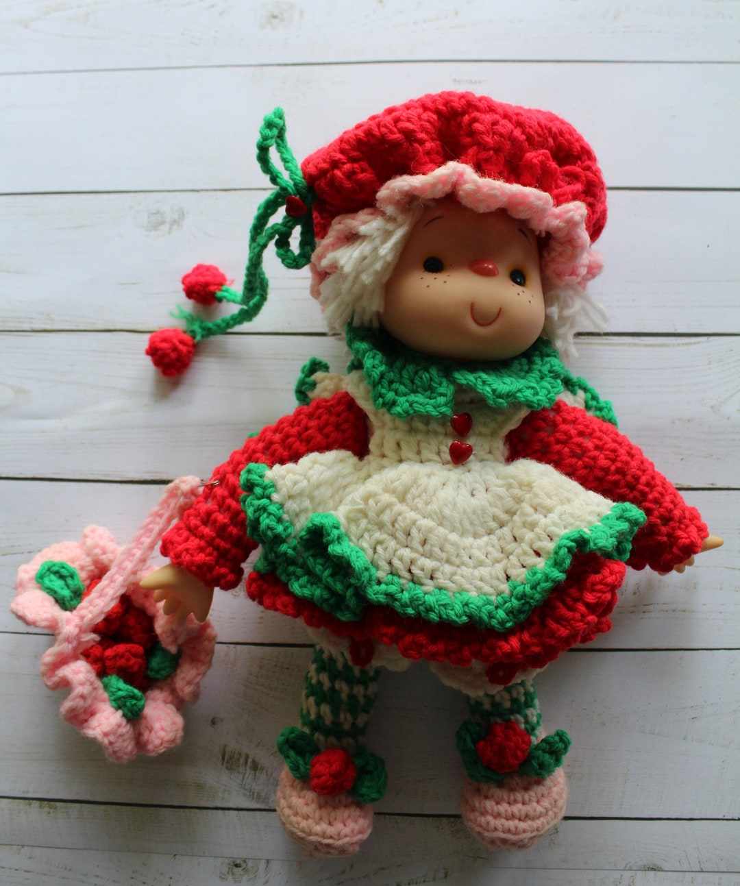 Vintage Lollipop Lane Cherries Jubilee Yarn Head Doll Made From Dumplin ...