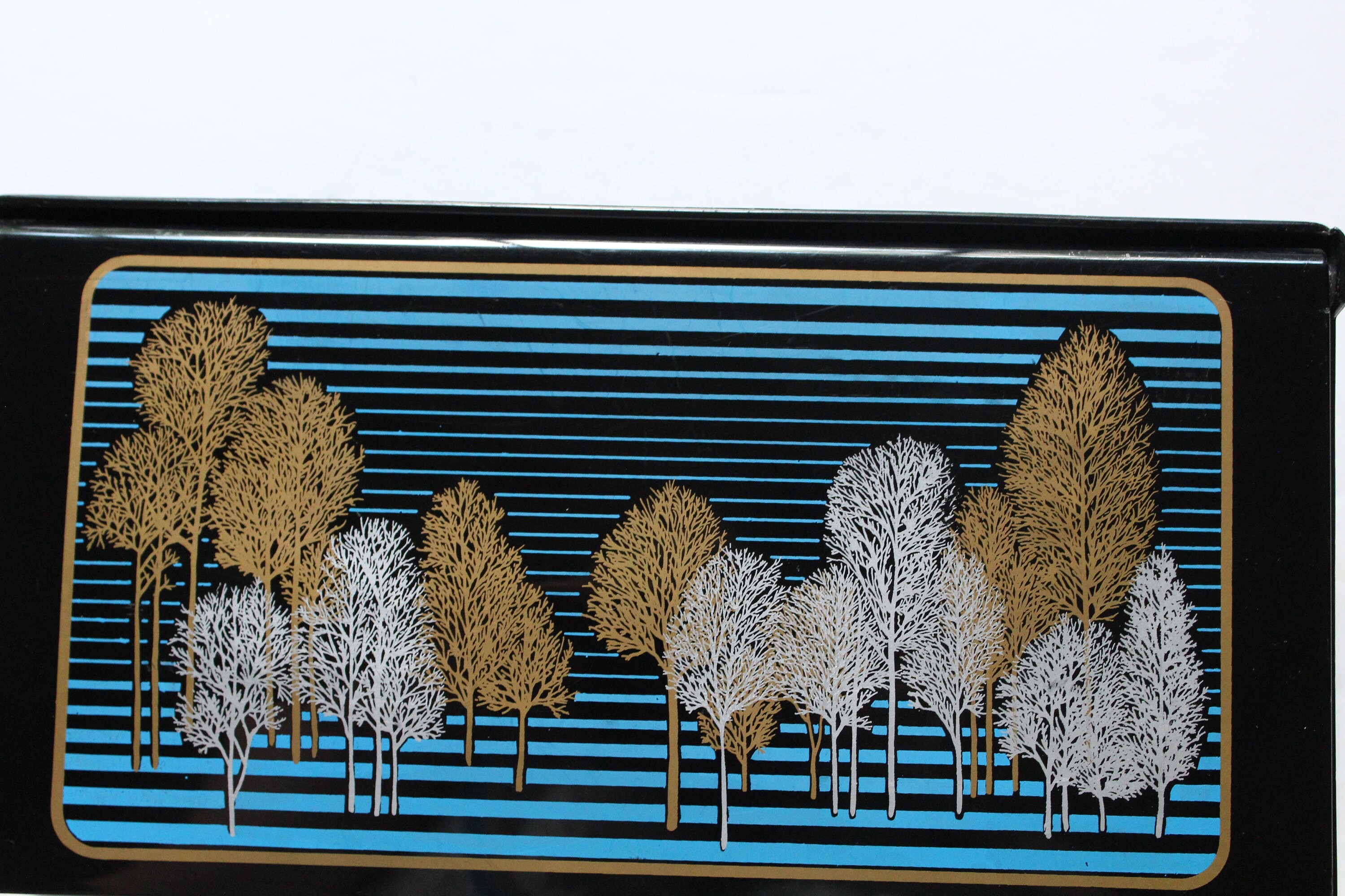 Vintage Japanese Lacquerware Gold and Silver Treescape Pattern | Etsy