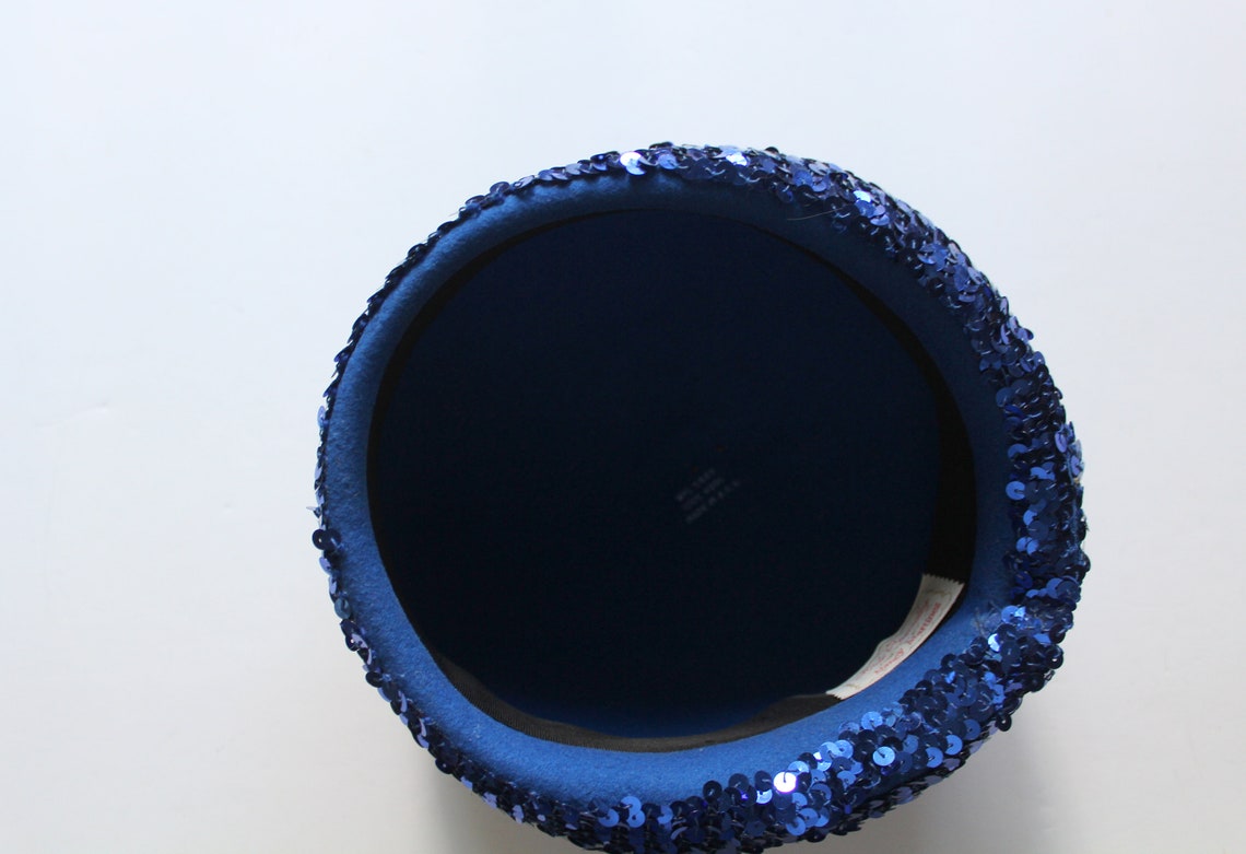 Vintage Nancy Martinez 100% Wool Blue Sequin Hat 1960s - Etsy