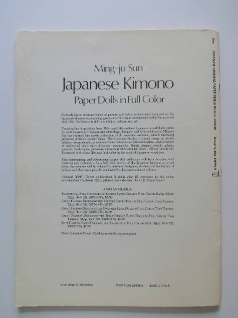 Vintage Ming-ju Sun Japanese Kimono Paper-dolls Book 1986 - Etsy