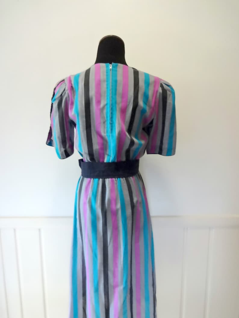 Vintage Periwinkle Brand Striped Belted Dress 1980s - Etsy
