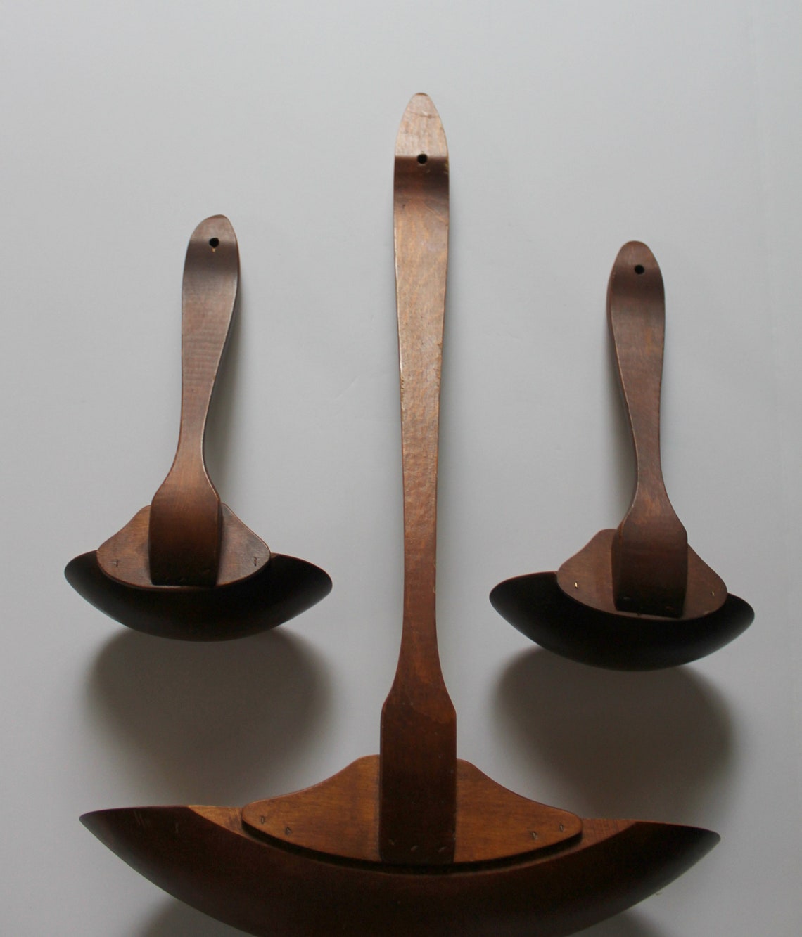 Vintage Set of 3 Wooden Ladle Plant Holder Hanging Wall - Etsy