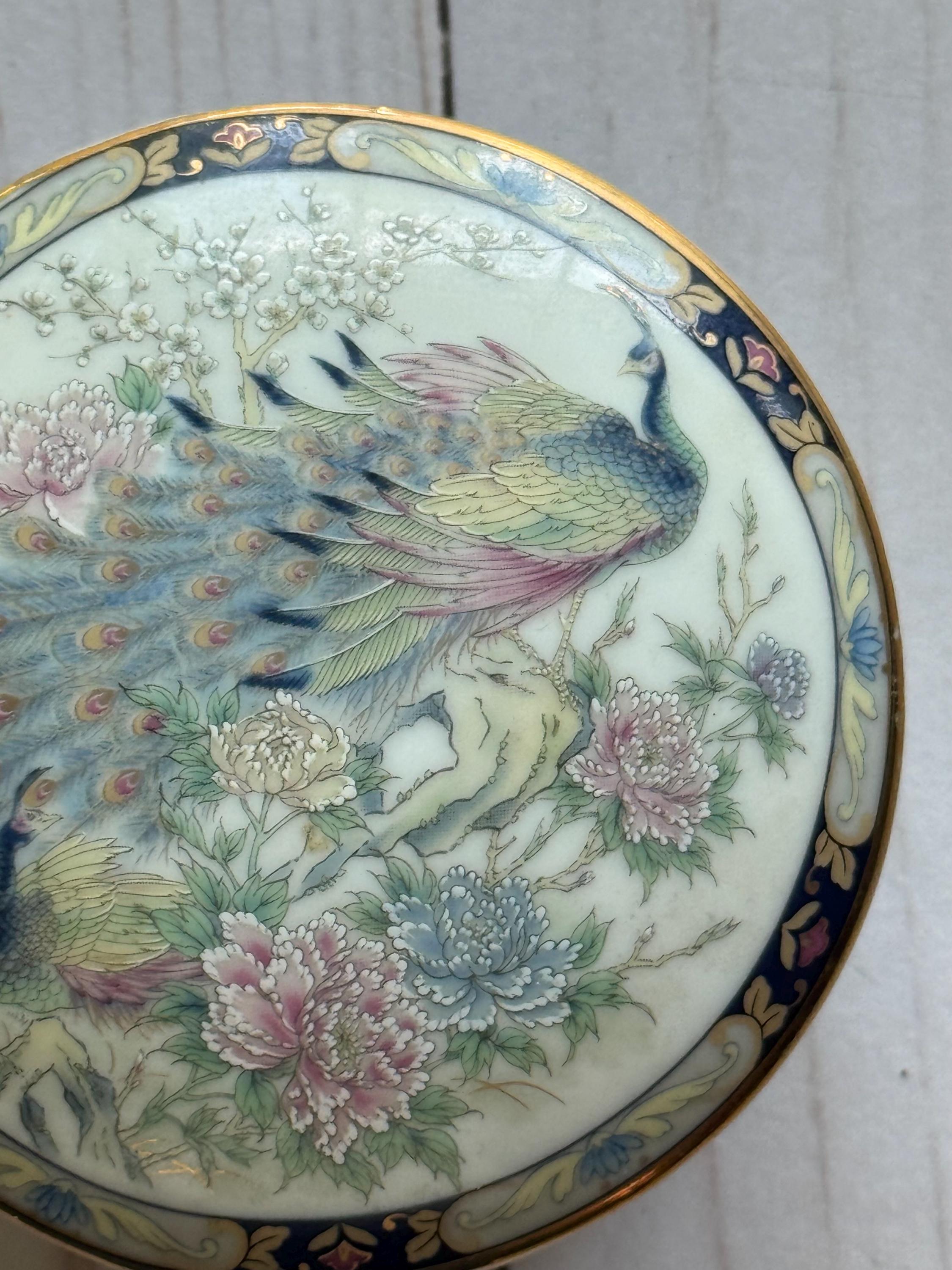 Vintage Asahi Japanese Peacock Pattern Ceramic Trinket Box 1980s - Etsy