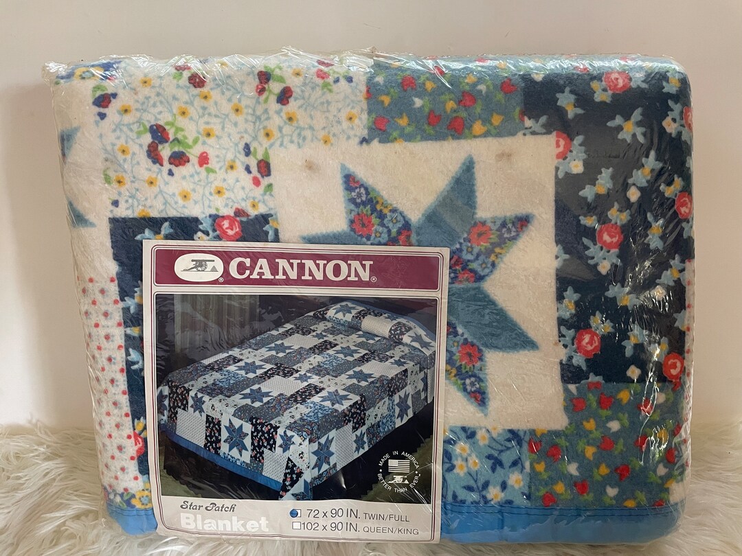 Vintage Cannon Star Patch Pattern Polyester Blanket Bedspread Twin/full ...