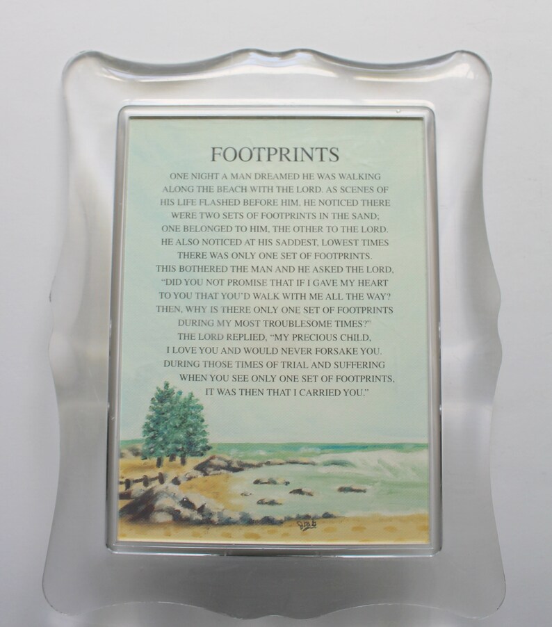 Vintage Acrylic Framed Footprints Poem Print With Music Box - Etsy