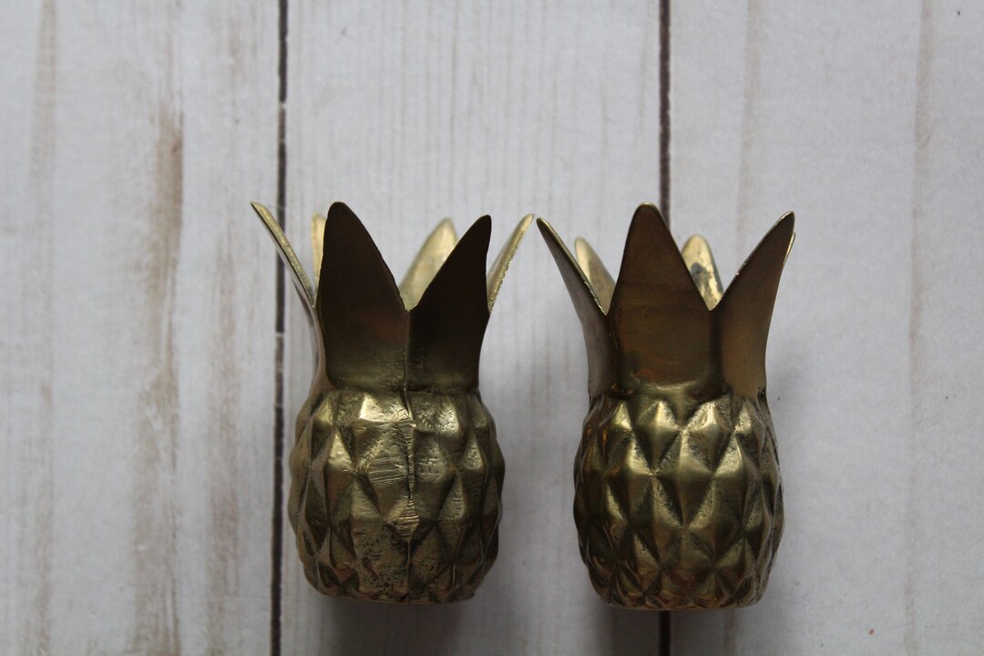Vintage Andrea by Sadek Pair of Brass Pineapple Candlestick Holders ...