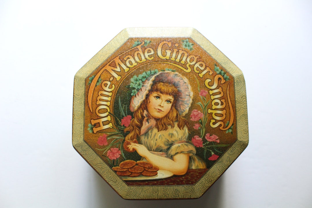 Vintage Octagon Shaped Homemade Ginger Snaps Cookie Tin 1980s - Etsy