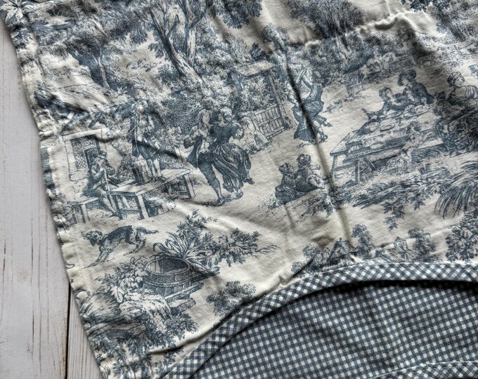 Vintage A.L. Ellis Bradford 2 Layer French Countryside Toile Blue Ivory ...