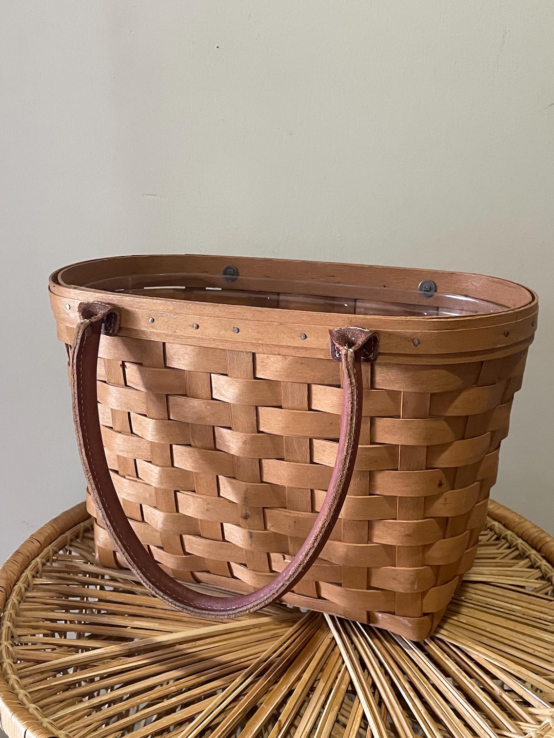 Vintage Longaberger Tote W/protector Medium Boardwalk Basket 2002 - Etsy