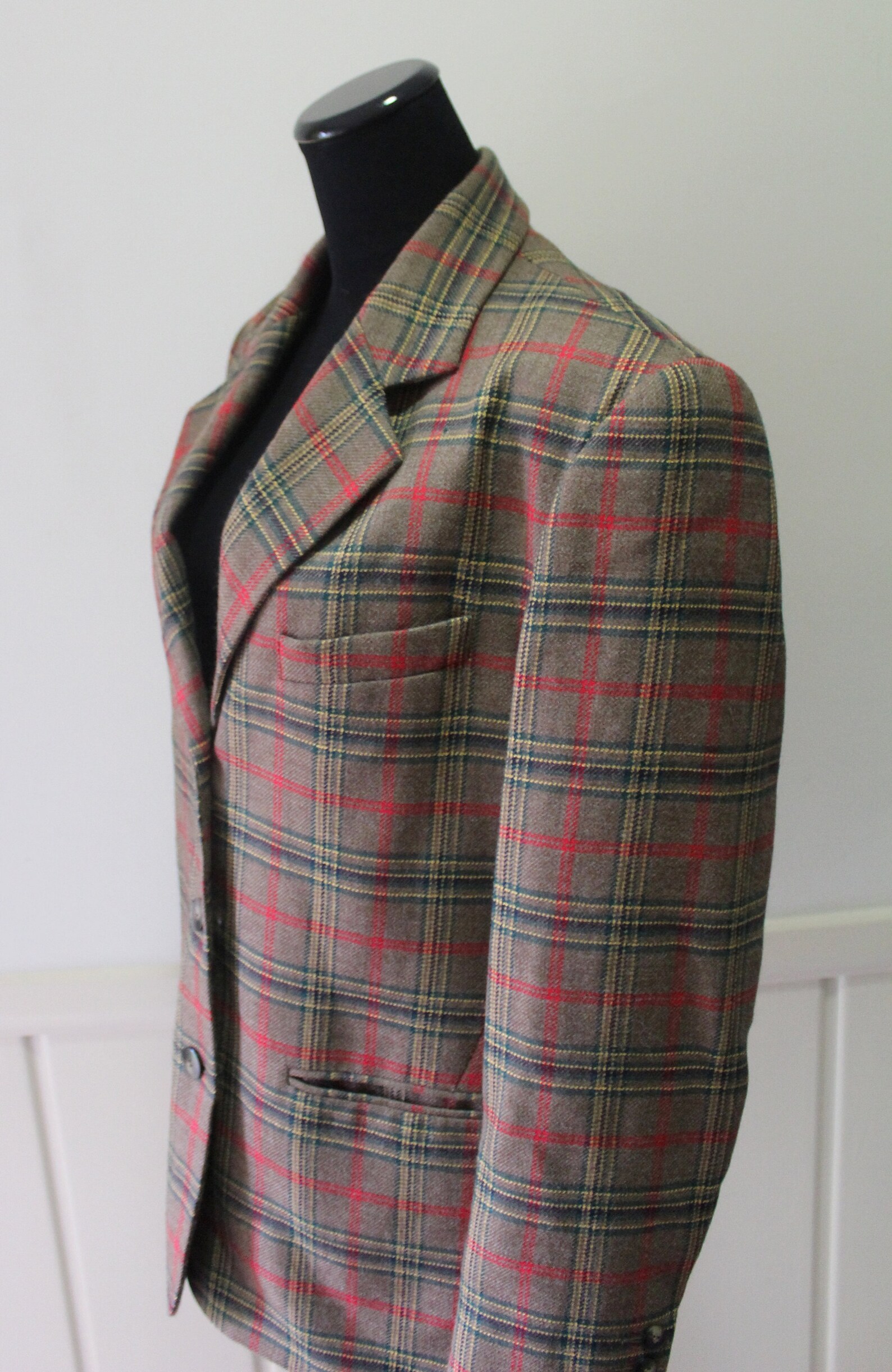 Vintage Gap Brown Plaid 100% Worsted Wool Blazer Size Medium | Etsy