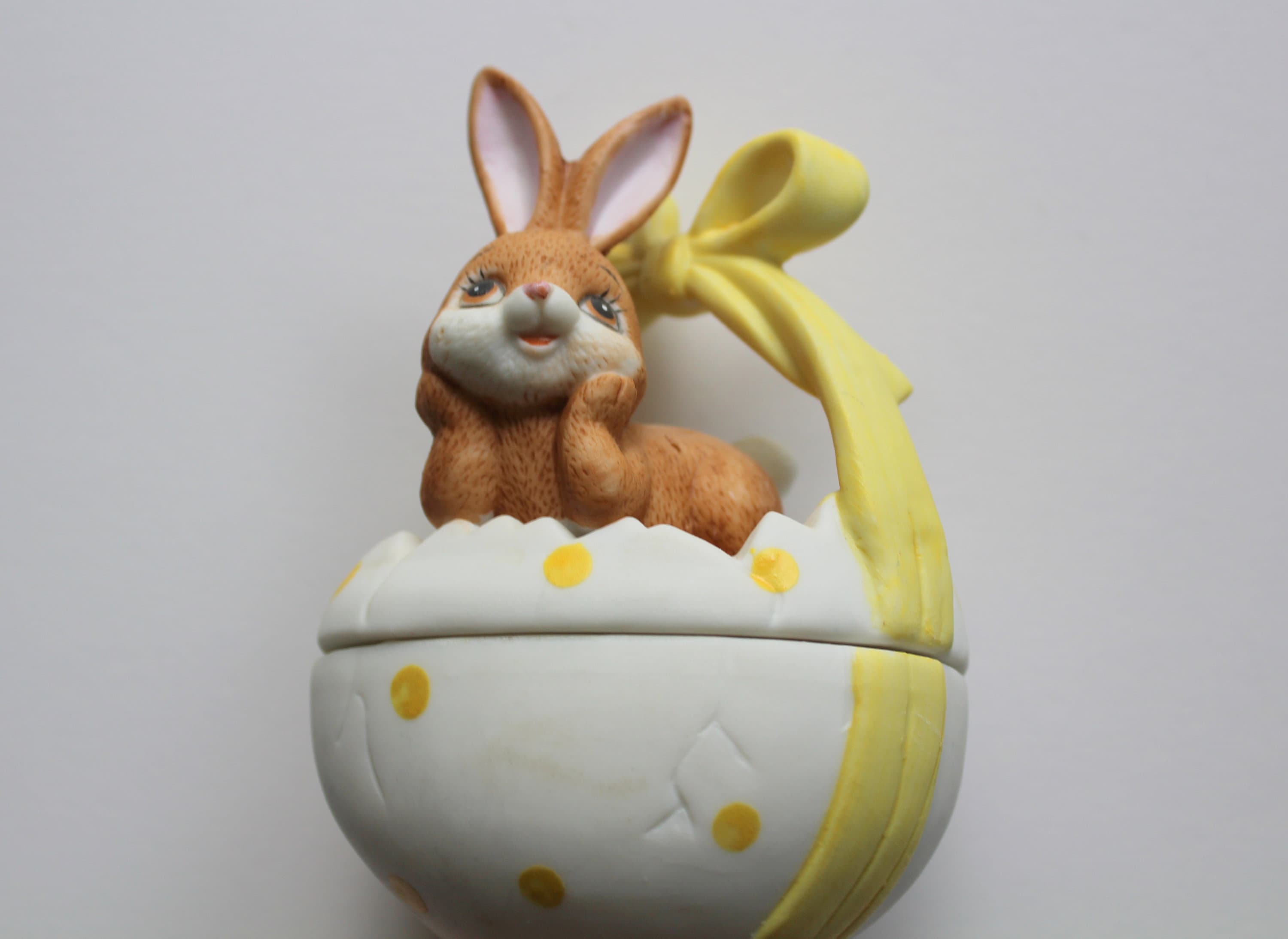 Vintage Lefton Porcelain Easter Bunny Egg Shaped Trinket | Etsy