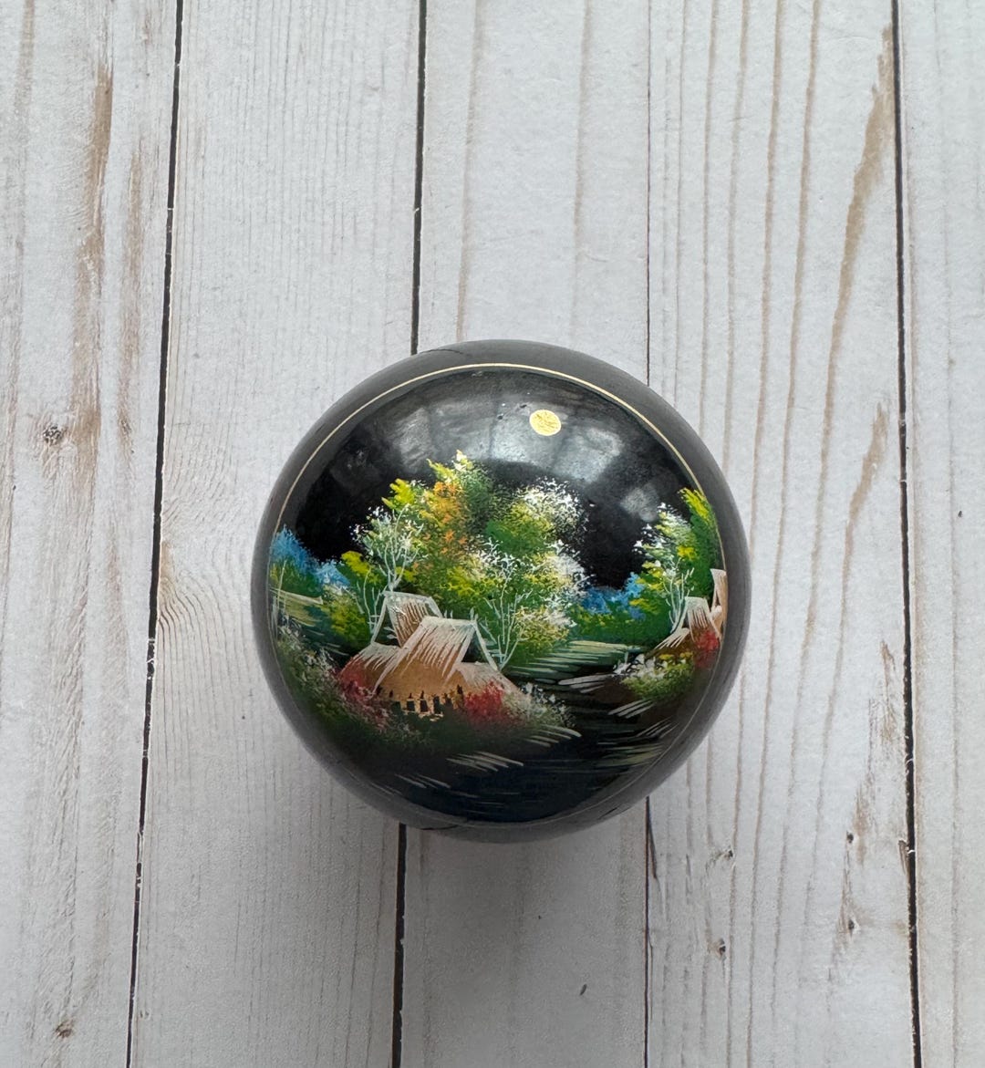 Vintage Japanese Lacquerware Round Sphere Landscape Scene Box 1970s - Etsy