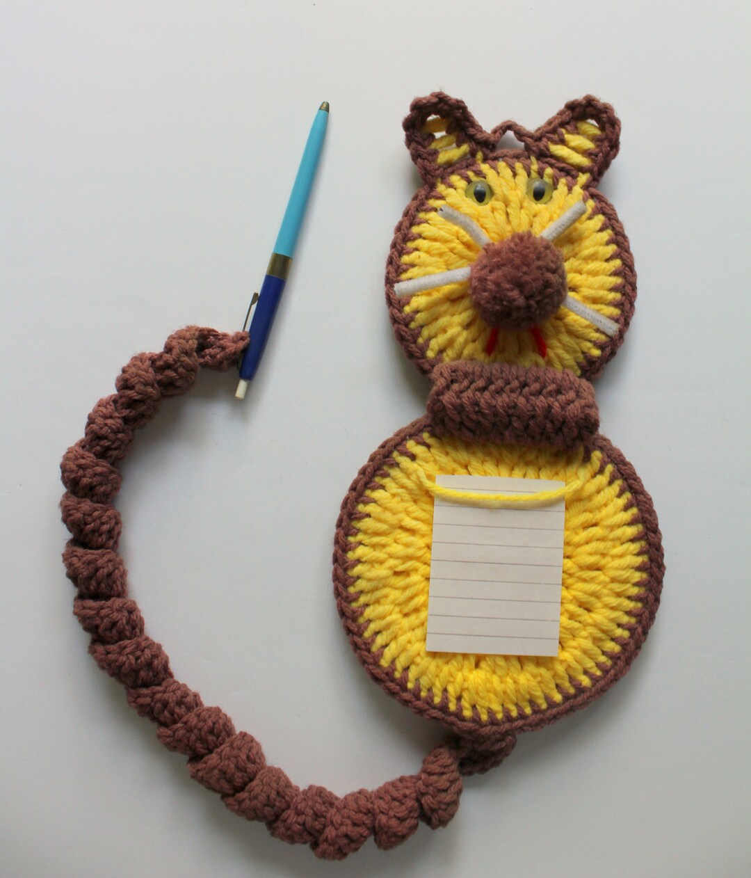 Vintage Crochet Cat Memo Pad Holder Wall Hanging 1970s - Etsy