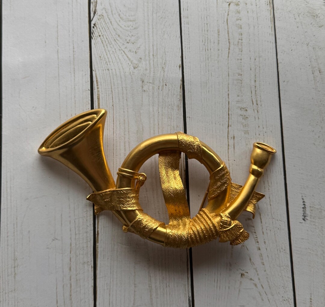 Vintage Margarita Barrera Large Gold French Horn Belt Buckle 1994 - Etsy