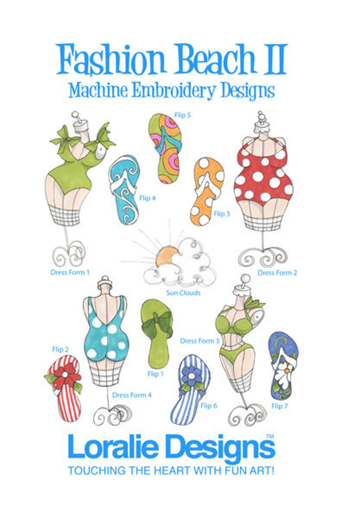 Fashion Beach II Embroidery Design Collection USB - Etsy