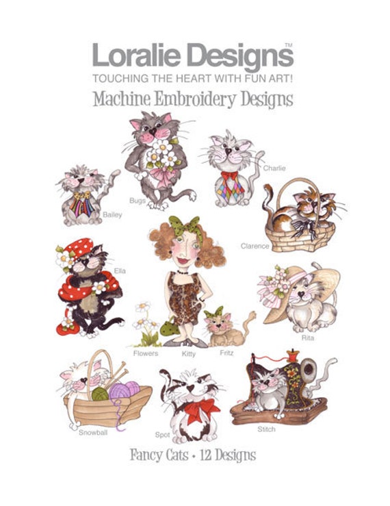 Fancy Cats Embroidery Design Collection USB | Etsy