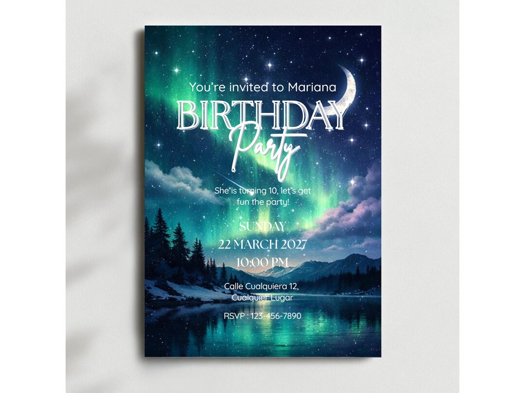 Night Sky Theme Invitation | Celestial Moon & Stars Party Invite ...