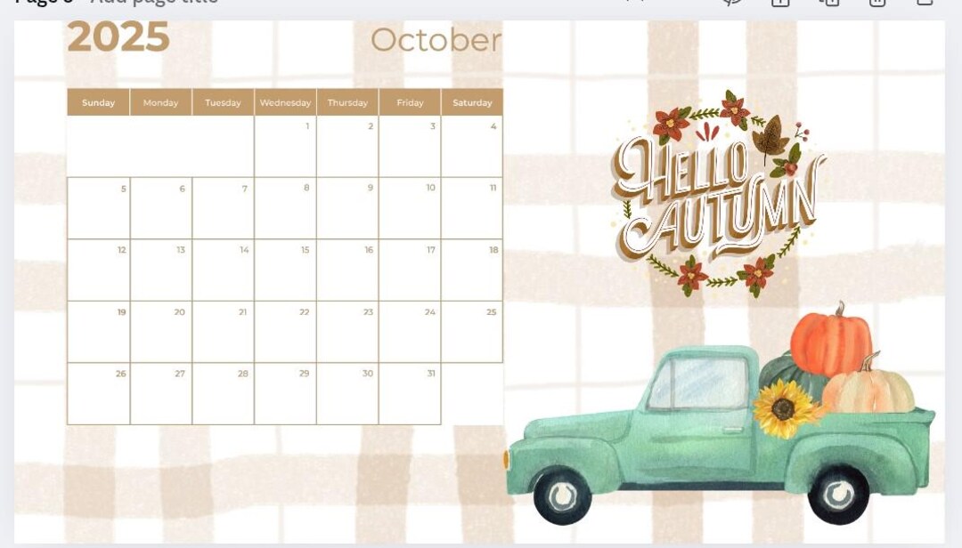 Digital Download of Digital or Printed Calender October Fall - Etsy